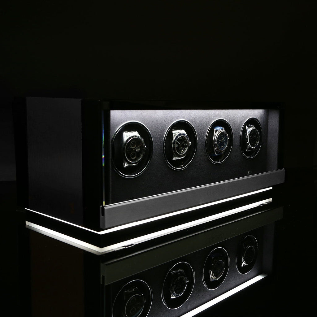Chronovision Ambiance IV Four Watch Winder Carbon and Black High-Gloss ...