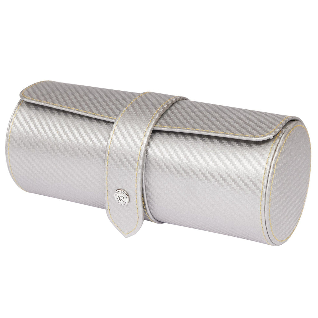 Carbon Silver Three Watch Roll | Watch Winder Pros
