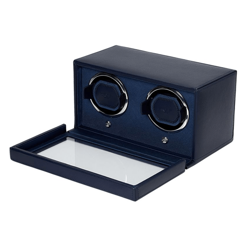 WOLF Double Cub with Cover Blue | Watch Winder Pros