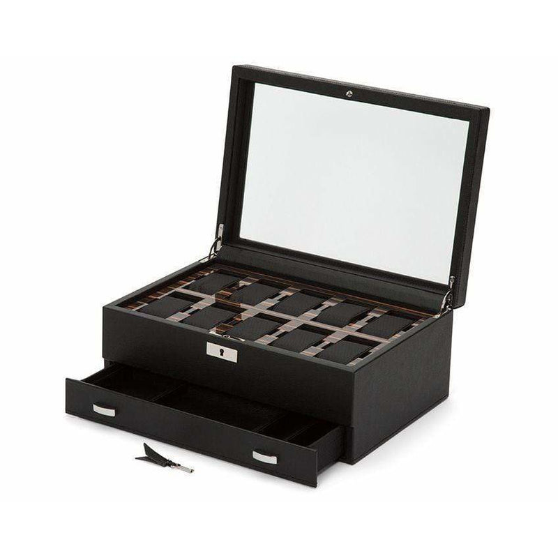 WOLF Roadster 10 Piece Watch Box with Storage | Watch Winder Pros